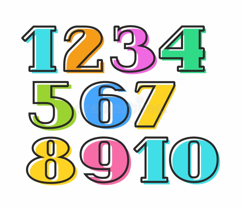 A Set of Colored Numbers. Cute Numbers Stock Vector - Illustration of ...