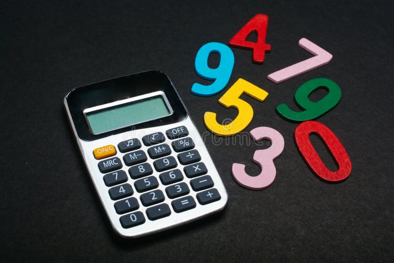 Colored Numbers beside Calclator Math Skills Concept Stock Image ...