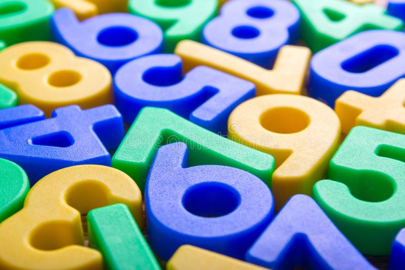 Colored numbers on table stock image. Image of mathematics - 85443809