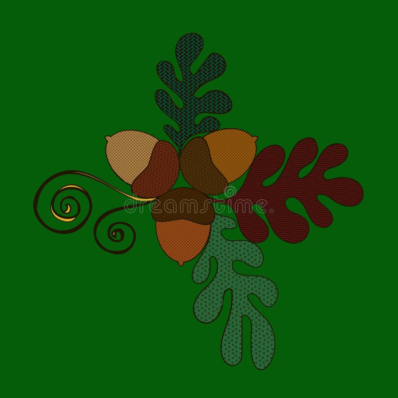 Colored oak branch stock vector. Illustration of color - 59973862