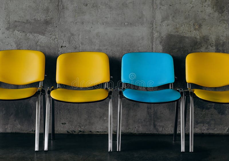 Colored Office Chairs Group Arranged Row Guests Stock Photo - Image of ...