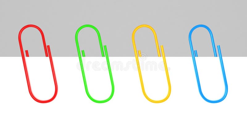 Colored Office Paper Clips on White Blank Stock Illustration ...