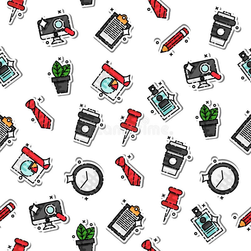 Colored office pattern stock vector. Illustration of element - 85435040