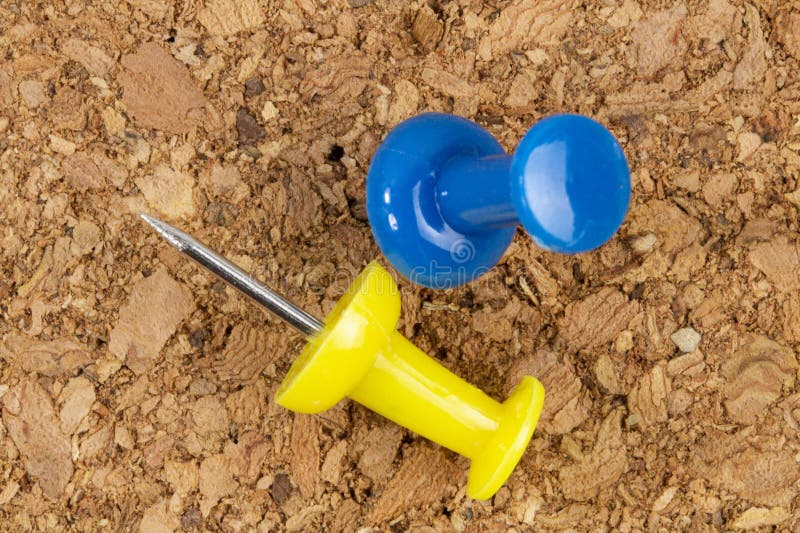 Colored Office Pins on a Cork Surface Close Up Stock Photo - Image of ...