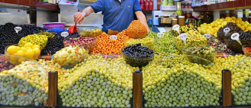 Colored Olives from Moroccan Market Stock Photo - Image of bazaar ...