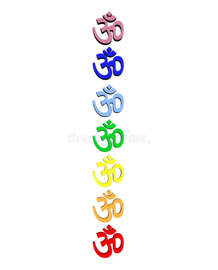 Colored Om / Aum in Chakra Column Stock Illustration - Illustration of ...