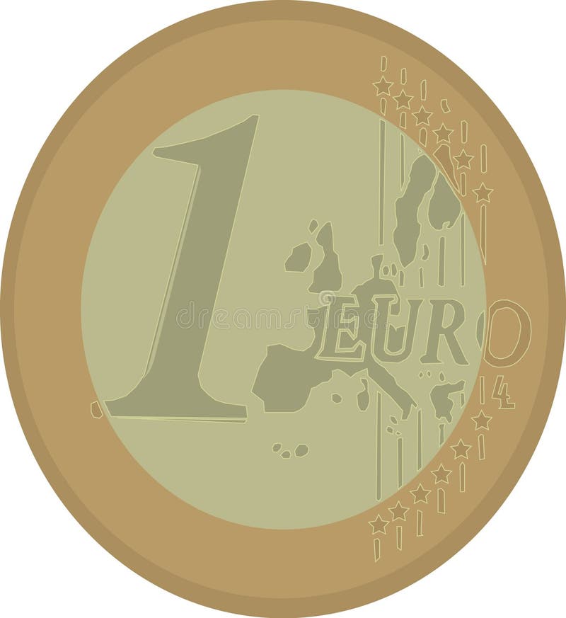 Colored one euro coin stock vector. Illustration of cash - 10691913