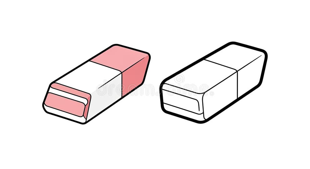 Colored and Outline Erasers Back To School Coloring Page Learning ...