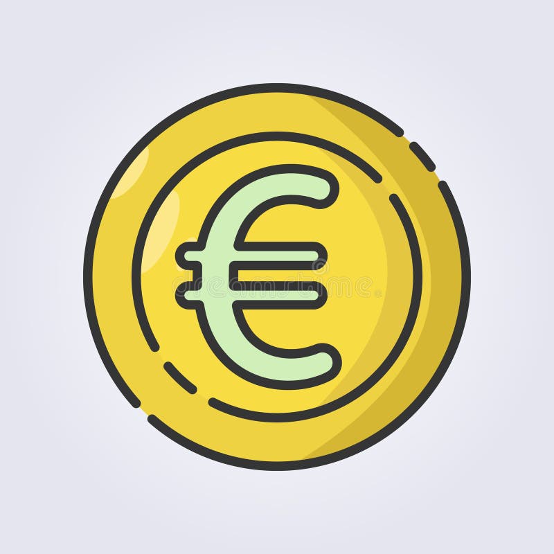 Colored Outline Euro Coin Icon Logo Vector Illustration Design Stock ...