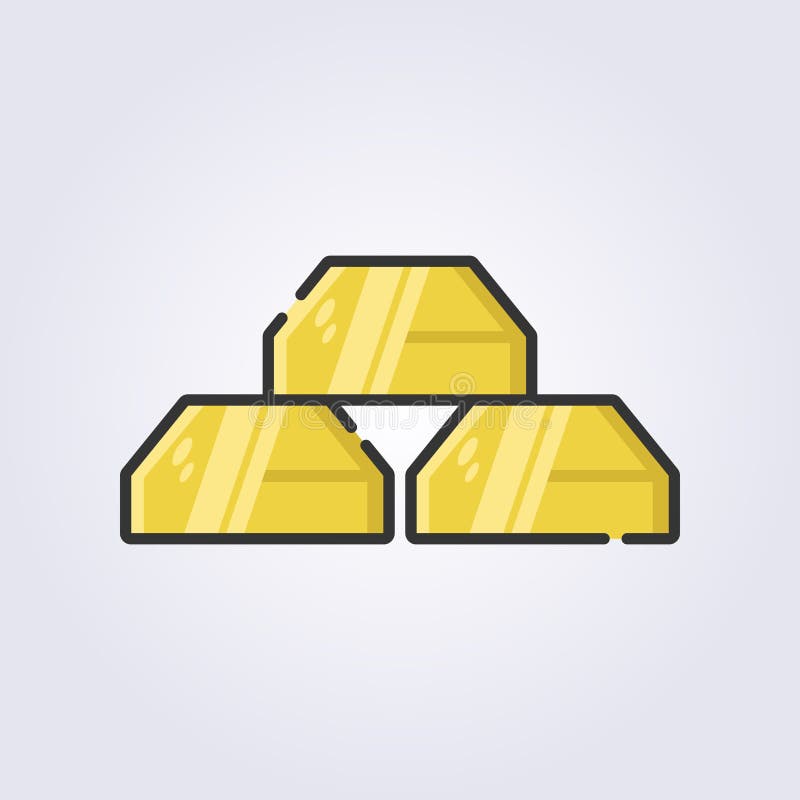 Colored Outline Gold Bars Icon Logo Vector Illustration Design Stock ...