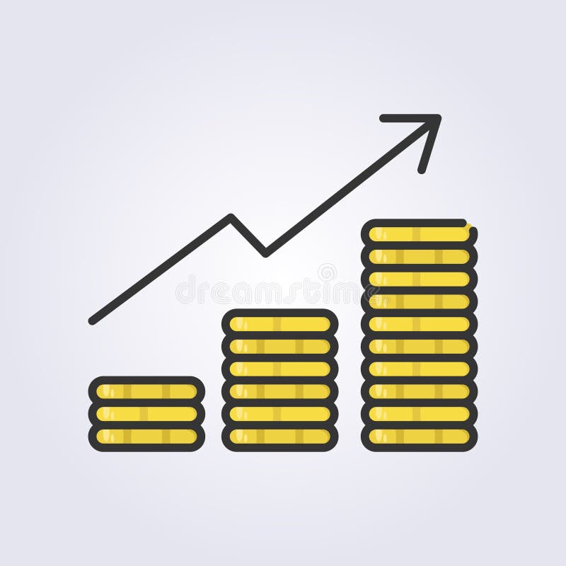 Colored Outline Gold Coins Bar Chart Financial Graph Icon Logo Vector ...