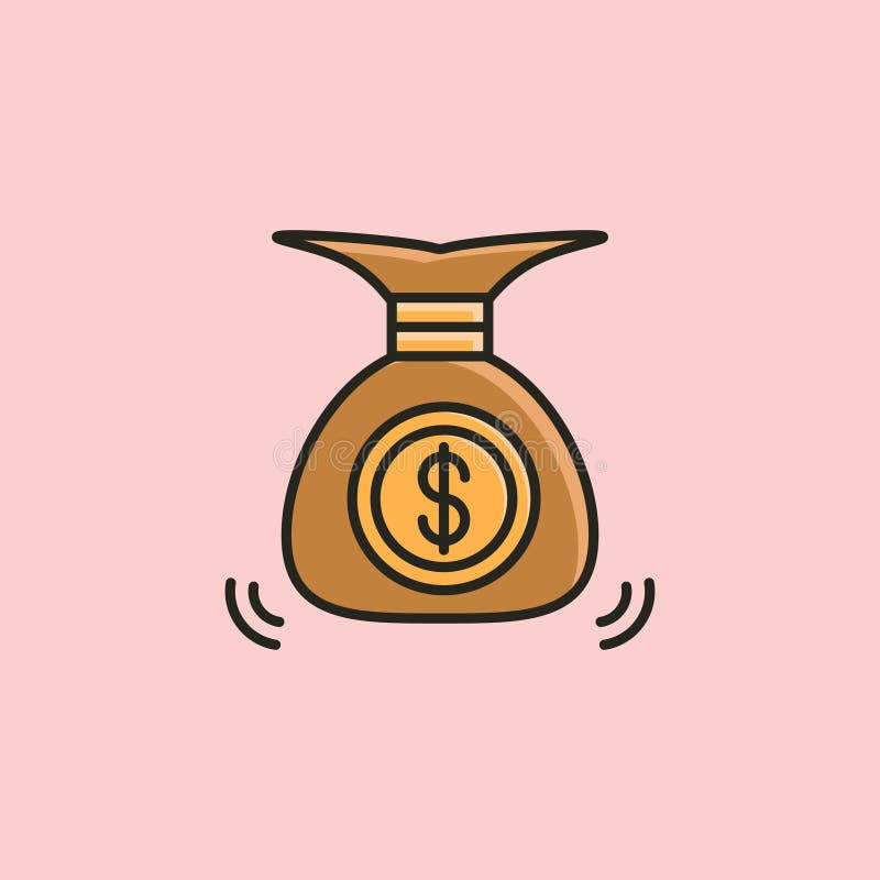Colored Outline Money Bag Icon Logo Vector Illustration Design Stock ...