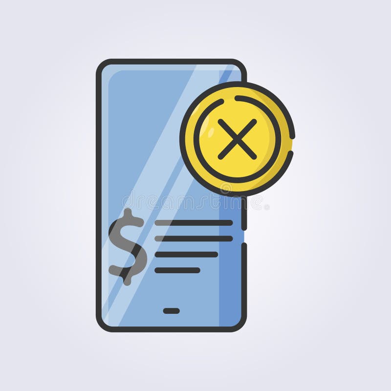 Colored Outline Online Failed Payment Icon Logo Vector Illustration ...