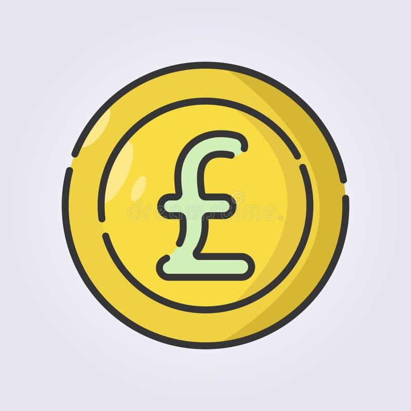 Colored Outline Pound Sterling Coin Icon Logo Vector Illustration ...