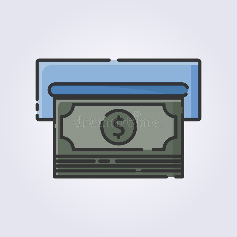 Colored Outline Withdraw Money at Atm Icon Logo Vector Illustration ...