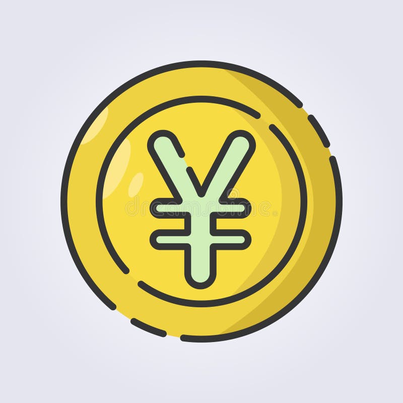 Colored Outline Yuan Coin Icon Logo Vector Illustration Design Stock ...