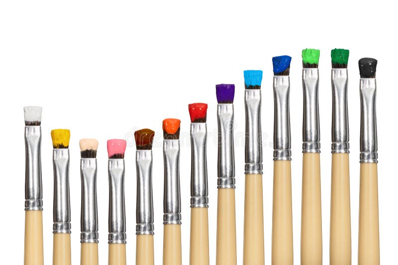 Colored paint brushes stock photo. Image of individuality - 96625670