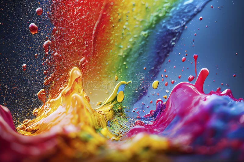 Colored Paint Splash Isolated on Black Background. AI Generative Stock ...