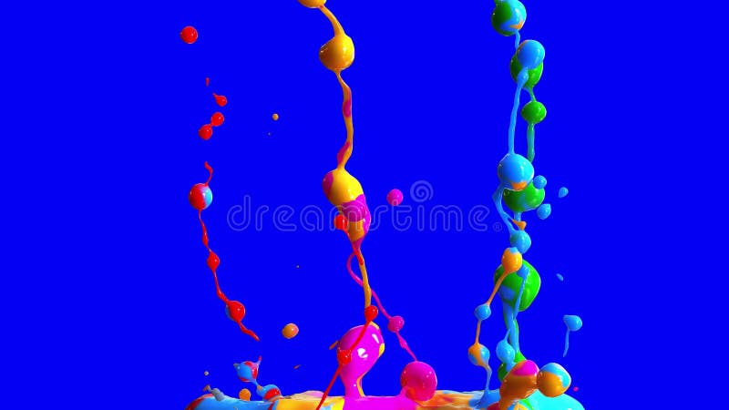 Colored Paint Splashes with Alpha Channel Isolated on Green Background ...