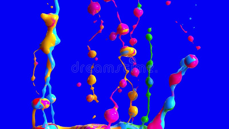 Colored Paint Splashes with Alpha Channel Isolated on Green Background ...
