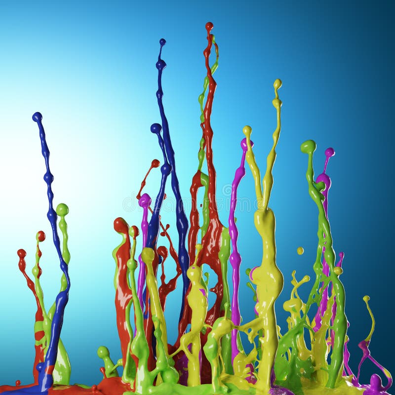 Colored Paint Splashes Isolated on White Background Stock Image - Image ...