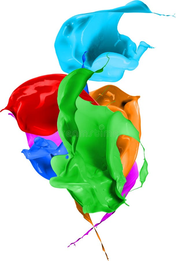 Colored Paint Splashes Isolated On White Background Stock Photo - Image ...