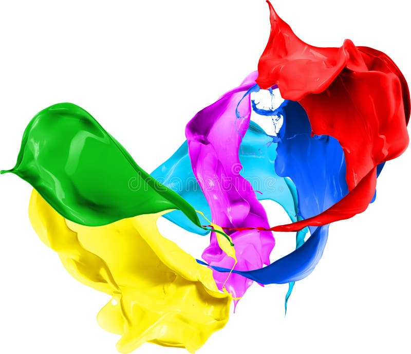 Colored Paint Splashes Isolated on White Background Stock Photo - Image ...