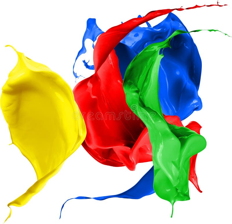 Colored Paint Splashes Isolated on White Background Stock Photo - Image ...