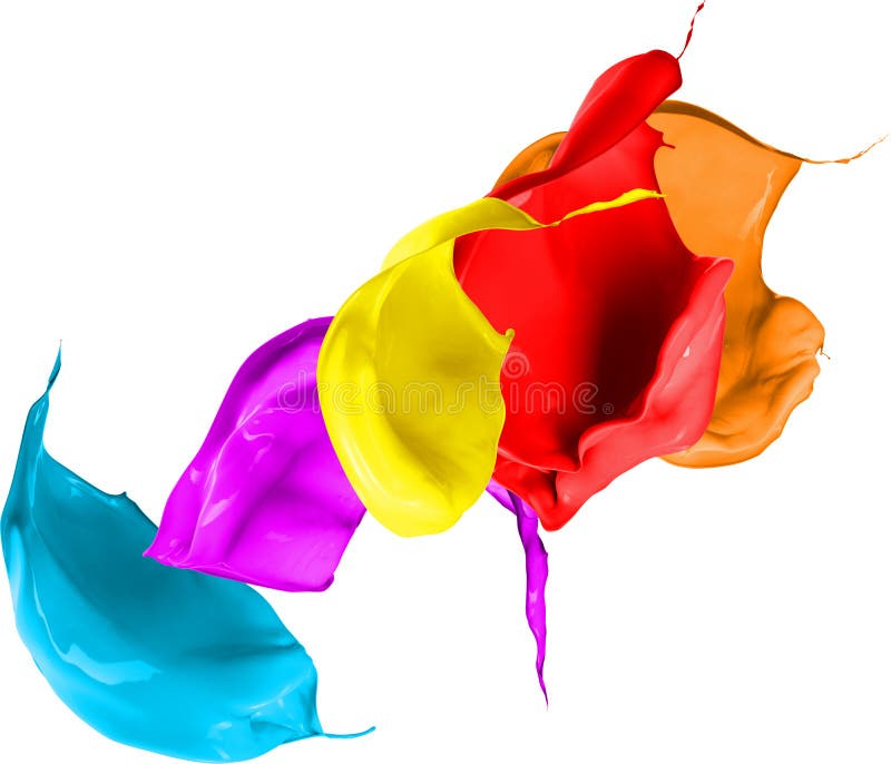Colored Paint Splashes Isolated on White Background Stock Image - Image ...