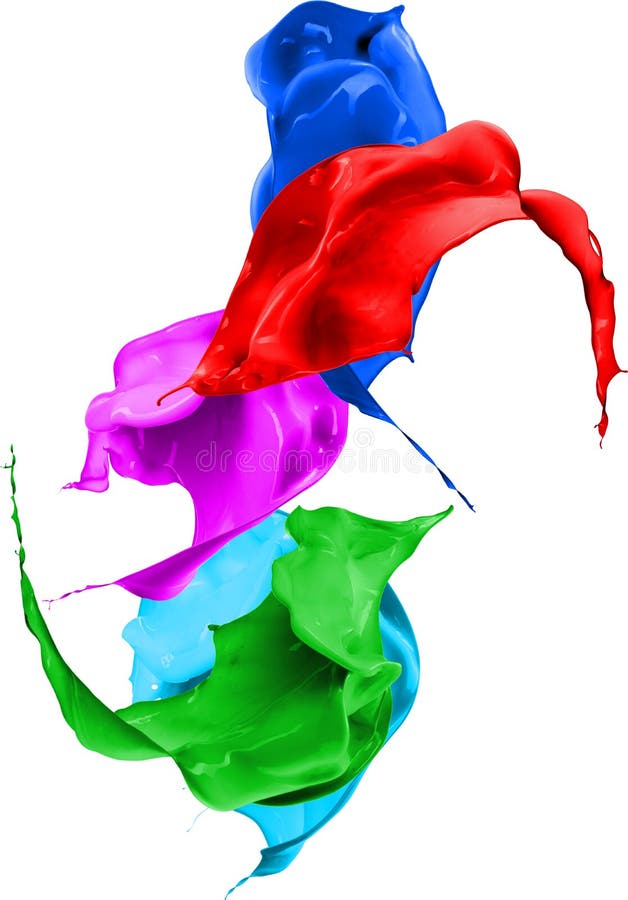 Colored Paint Splashes Isolated on White Background Stock Photo - Image ...