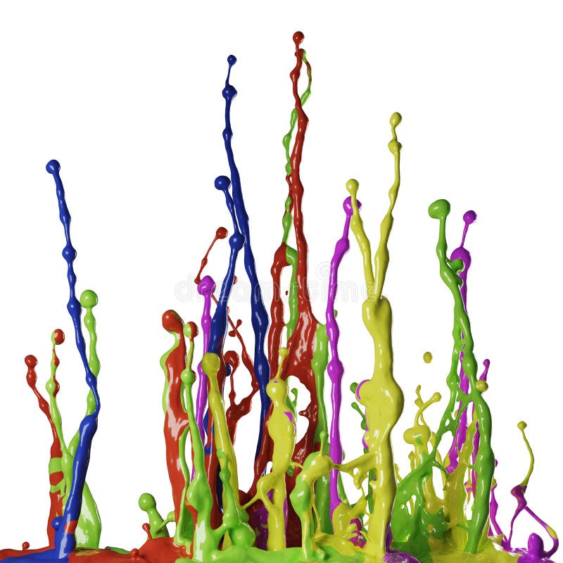Colored Paint Splashes Isolated on White Background Stock Illustration ...