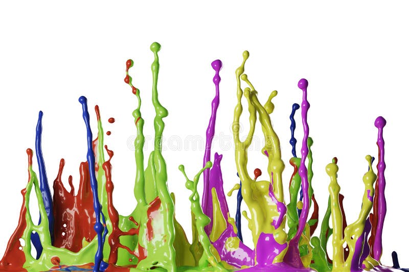 Colored Paint Splashes Isolated on White Background Stock Illustration ...