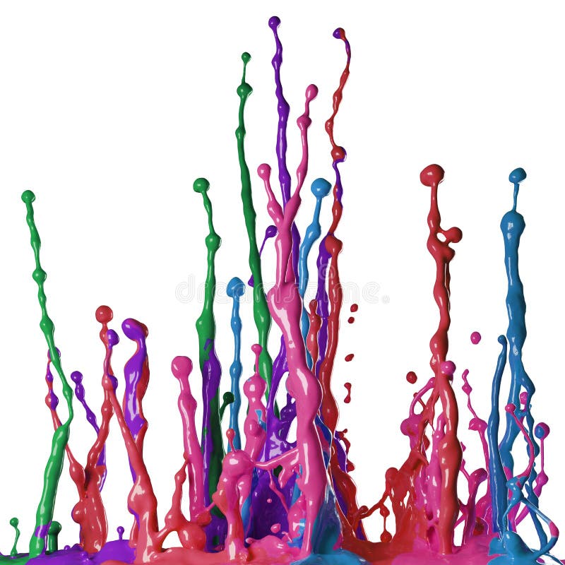 Colored Paint Splashes Isolated on White Background Stock Illustration ...