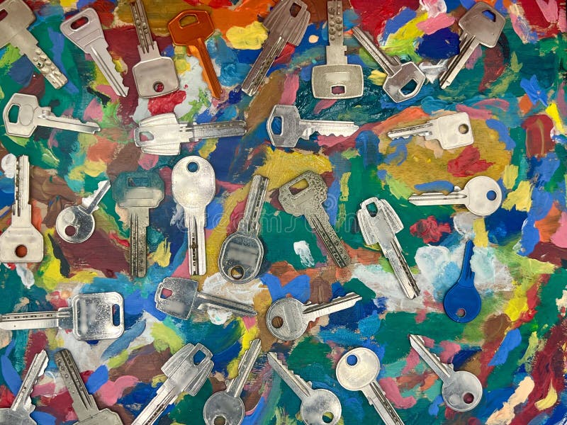 Colored Paint and Various Keys. Stock Illustration - Illustration of ...