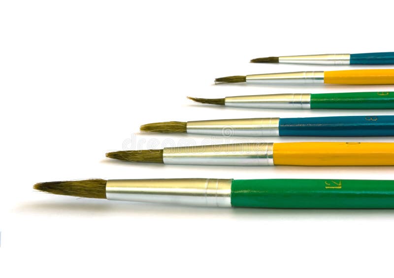 Colored paintbrushes stock photo. Image of green, craft - 11053124