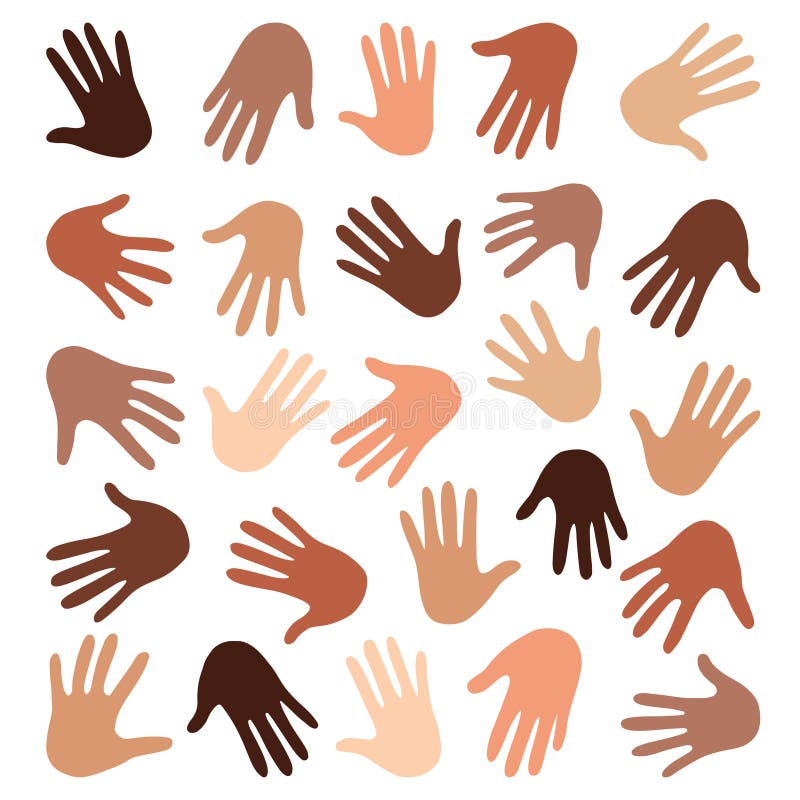 Colored Palms Hands Isolated on White Background. Palm Sample. Vector ...