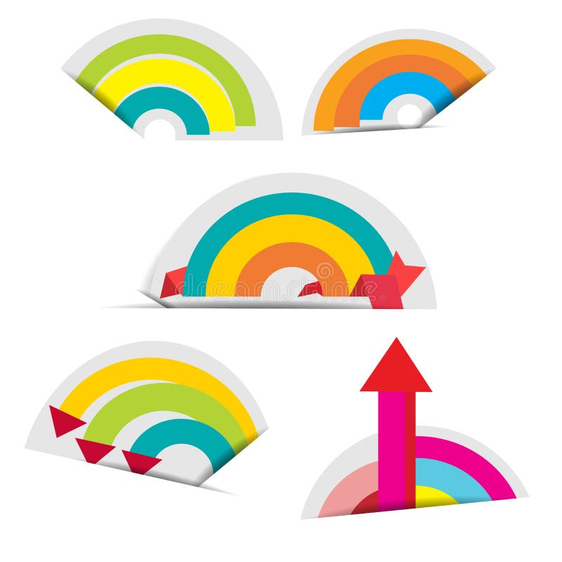 Colored Paper Circle with Arrows and Shadows Stock Illustration ...