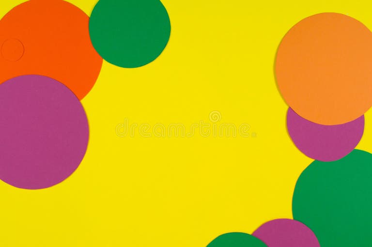 Colored Paper Circles on a Yellow Background. Place for Text Stock ...