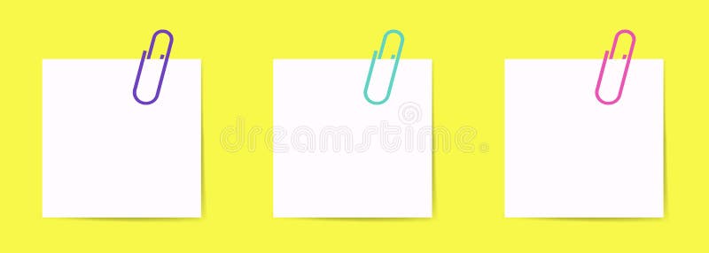 Colored Paper Clip with Blank White Note Paper. White Sheet for Your ...