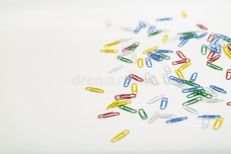 Colored Paper Clips Isolated on White Background, Abstract Background ...
