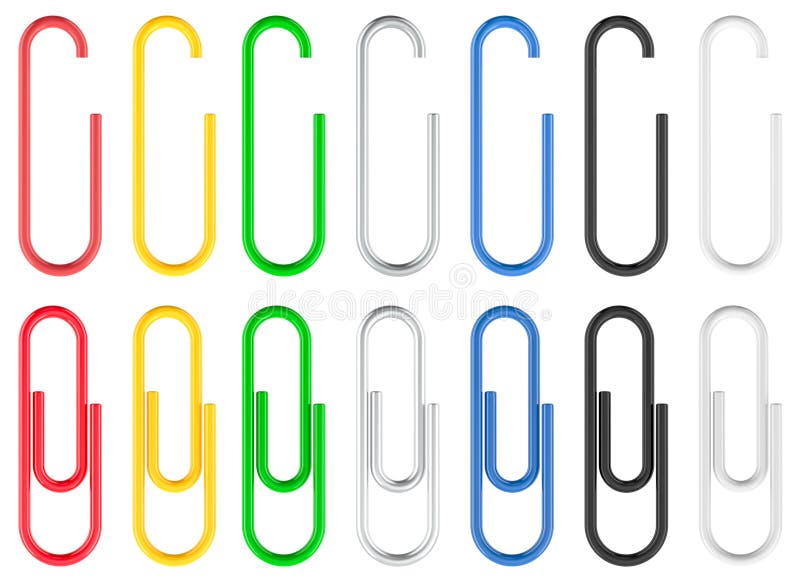 Colored Paper Clips with PVC Coated on the Sheet, 3D Rendering Stock ...