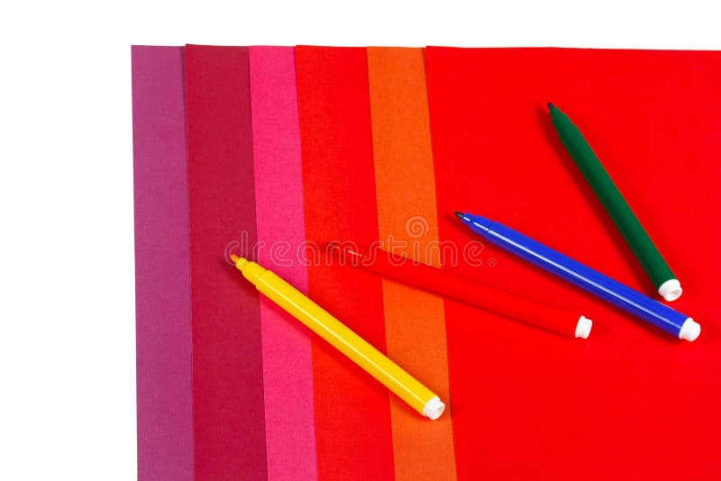 Colored paper and markers stock image. Image of background - 21868427