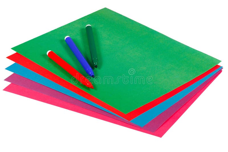 Colored Paper and Markers for Creativity Stock Photo - Image of ...