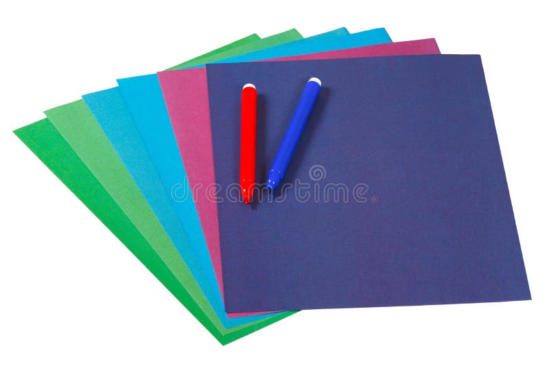 Colored Paper and Markers for Creativity Stock Image - Image of ...
