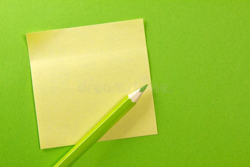 Colored Paper Note with Pencil Stock Photo - Image of office, design ...