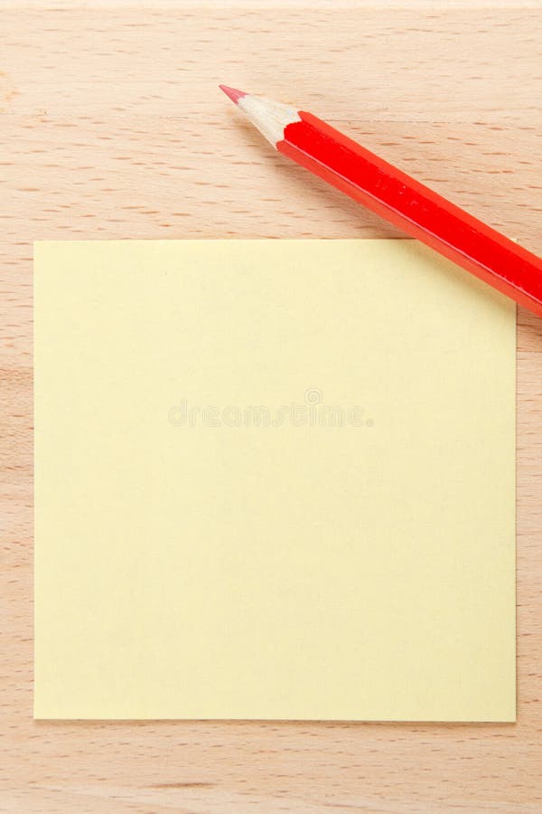 Colored Paper Note with the Red Pencil Stock Image - Image of green ...