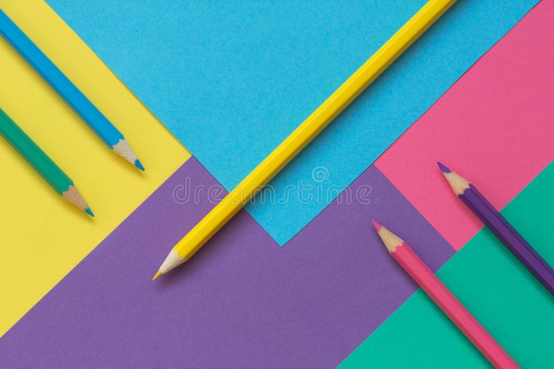 Colored paper and pencils stock photo. Image of decoration - 77190388