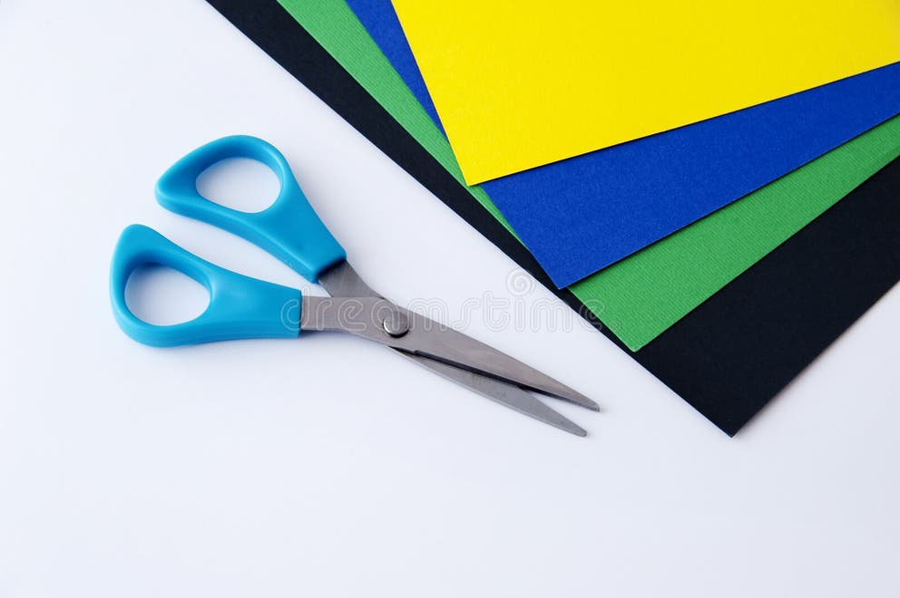 Colored paper and scissors stock photo. Image of colors - 28545738