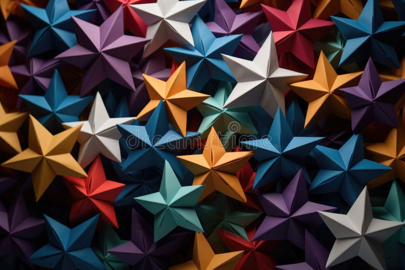 Colored Paper Stars Made in Origami Technique Stock Illustration ...
