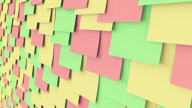 Colored Paper Stickers on the Wall. Office Work or Task Reminder ...